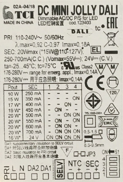 TCI 123403 DC MINI JOLLY DALI 20 10-20W 250-700mA – MARKPRO LIGHTING