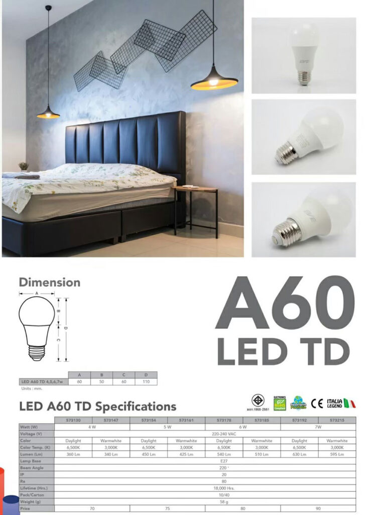 MARKPRO LIGHTING | EVE TD LED Bulb 5W 6500K 18000hrs. E27