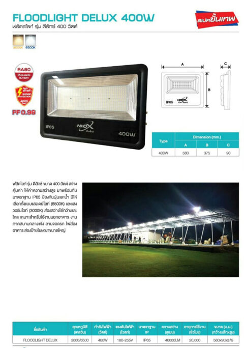NEO-X Delux Floodlight LED 400W 6500K daylight – MARKPRO LIGHTING