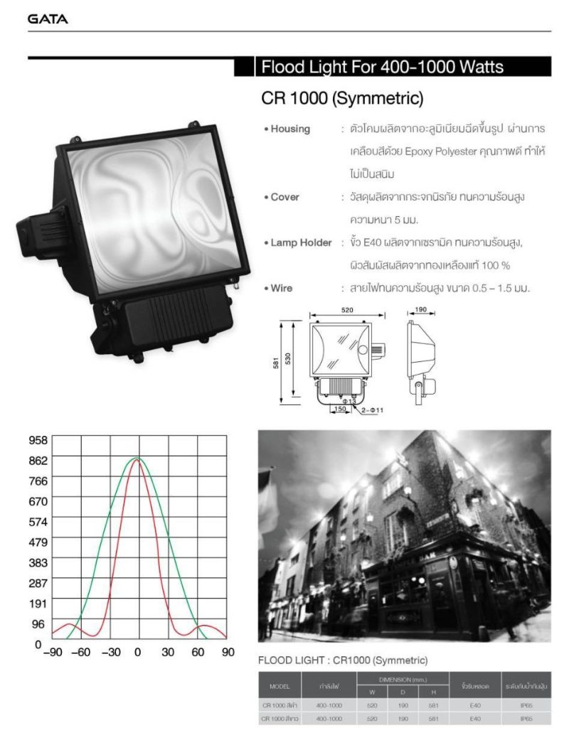 Floodlight CR1000 MH1000W 5000K E40 IP65 (GATA+CROSS) – MARKPRO LIGHTING