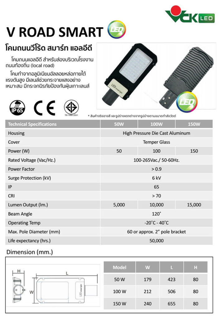 VCK V ROAD SMART LED 100W 6500K – MARKPRO LIGHTING