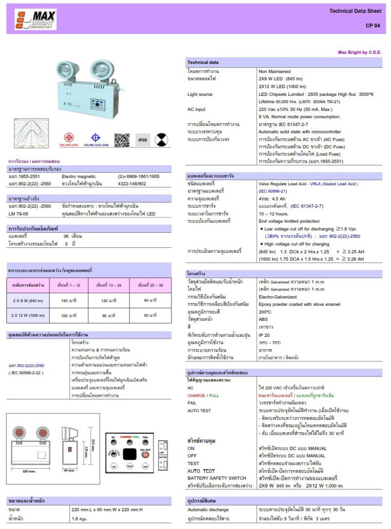MAX BRIGHT Emergency Unit, CP 04 (2x9W 2hrs./ 2x12W 1.5hrs) – MARKPRO ...