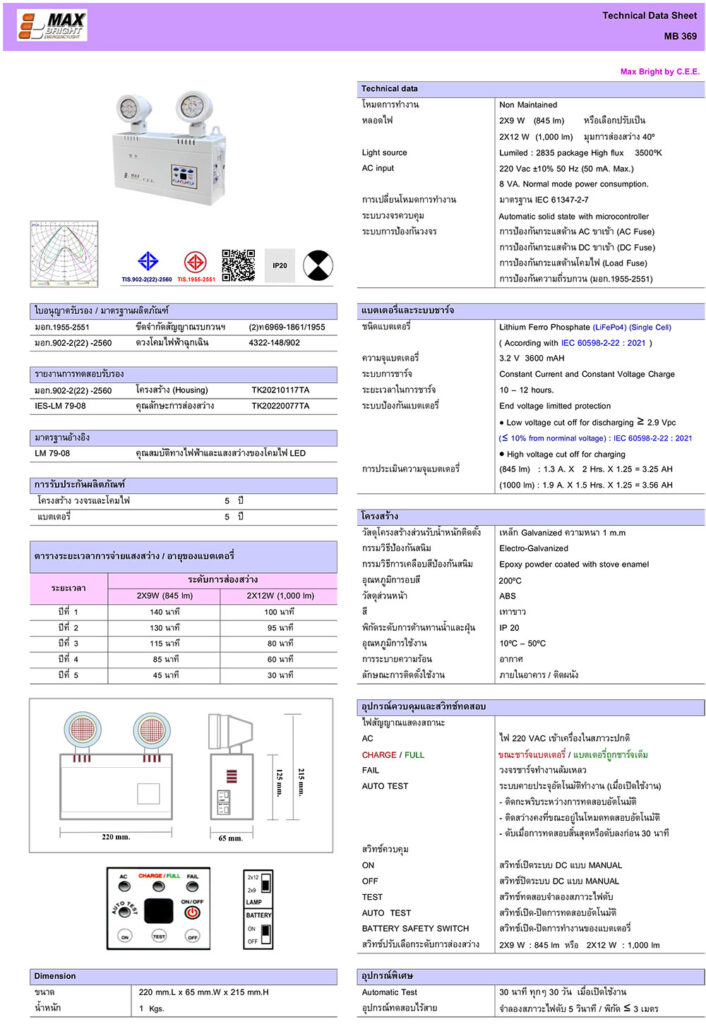 MARKPRO LIGHTING | MAX BRIGHT Emergency Unit, MB 369 (2x9W 2hrs./ 2x12W 1.5hrs)