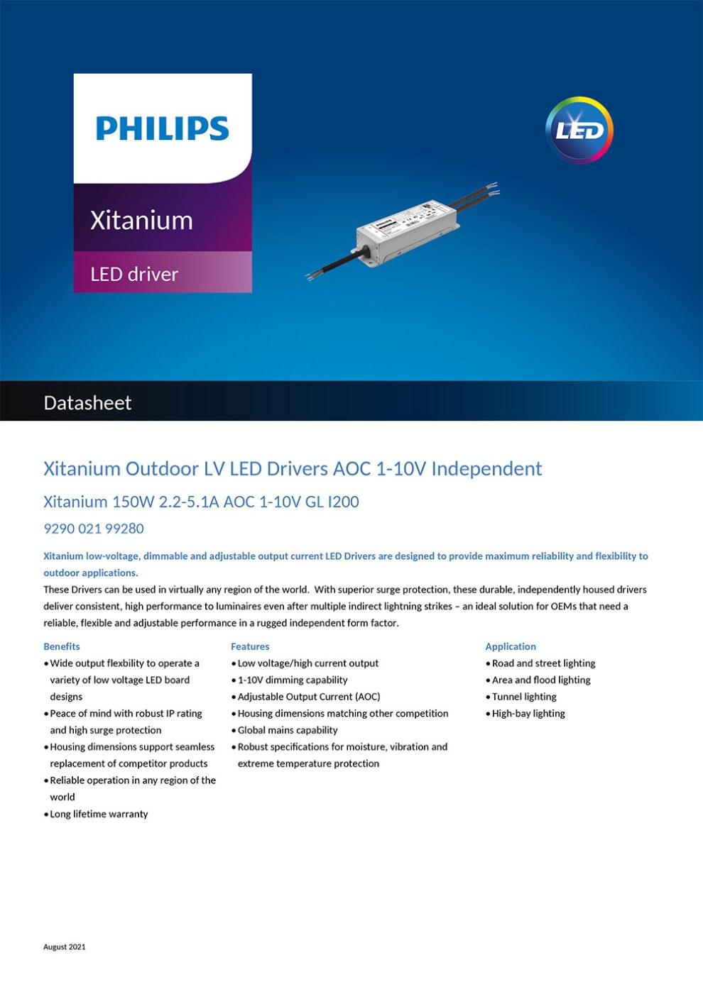 Philips LED driver Xitanium 150W 2.2-5.1A 23-50VDC – MARKPRO LIGHTING