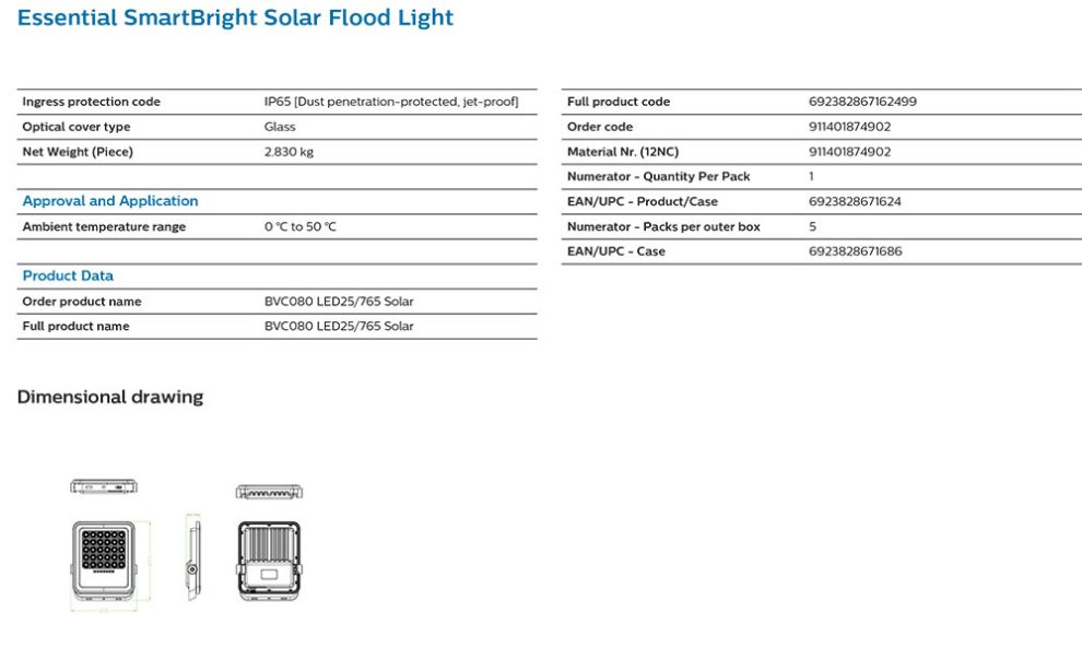 Philips Solar BVC080 LED25/765 2500lm daylight – MARKPRO LIGHTING